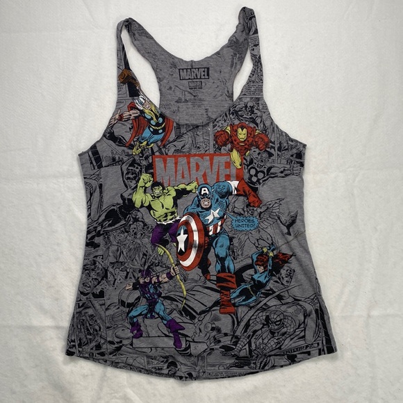 Marvel | Tops | Marvel Tank Top Gray Comics Superhero Hulk Iron Man ...